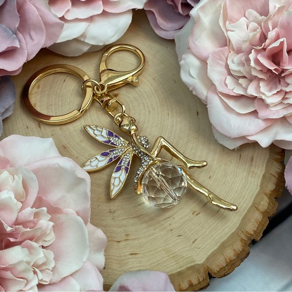 Accessories | Delicate Gold And Purple Fairy Sitting On Crystal Water ...